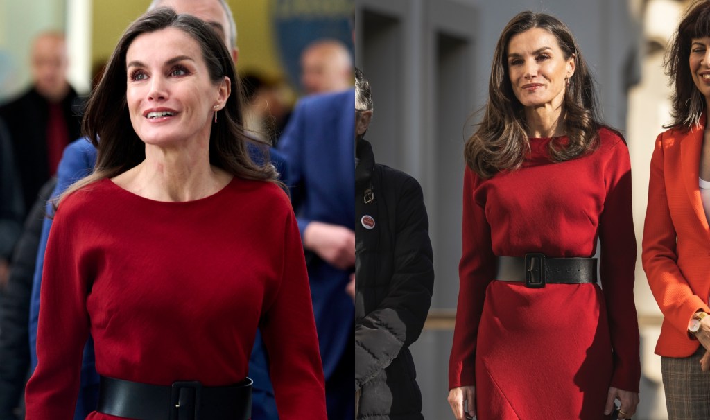Queen Letizia of Spain Makes the Case for Statement Belts in Red Midi ...