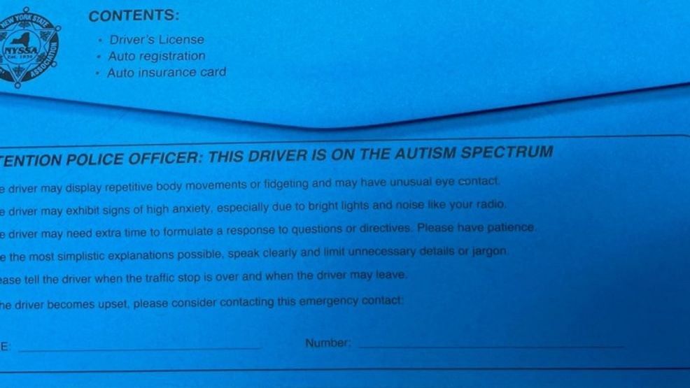 NY counties adopt 'Blue Envelope Program' to aid adult drivers with autism