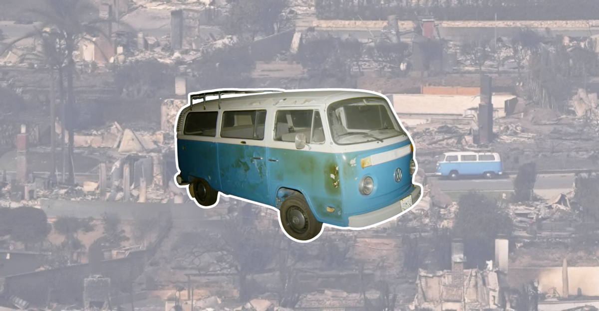 Retro Baby-Blue VW Van Really Survive LA Wildfire? Here's the Truth