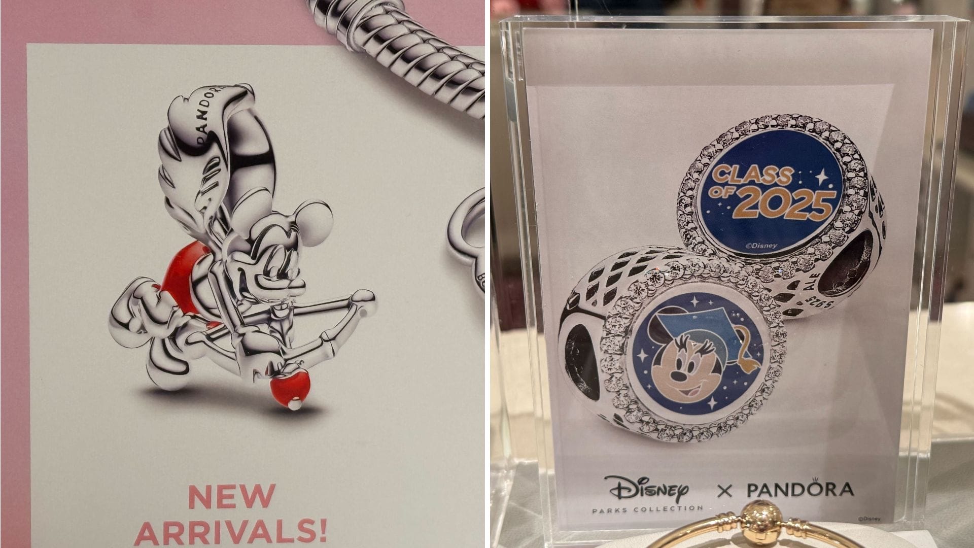 New Valentine's Day & Class of 2025 Pandora Charms at Walt Disney World