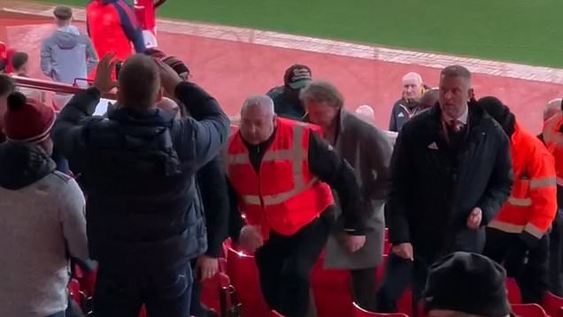 Jim Ratcliffe and Dave Brailsford arrive at Old Trafford stadium