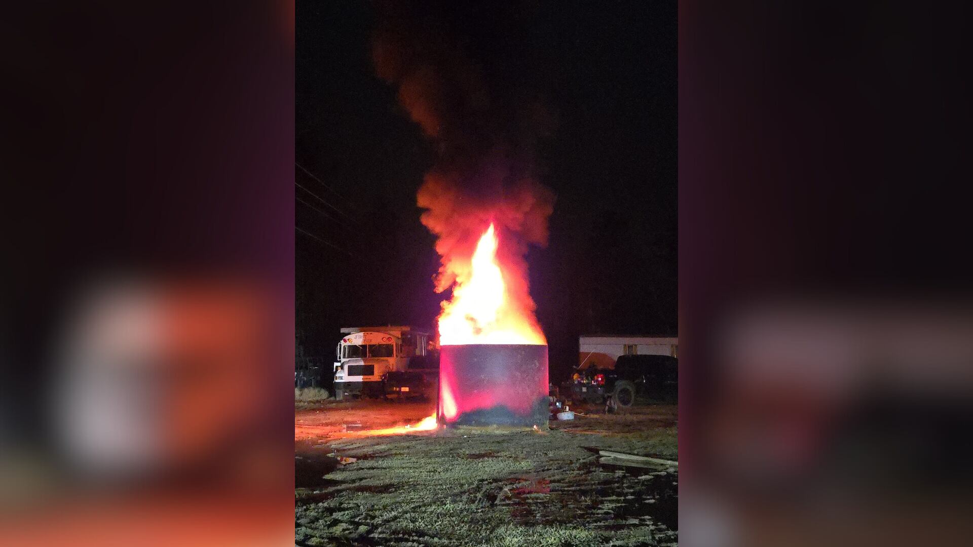 Tank explodes in Forrest County, resulting in fire
