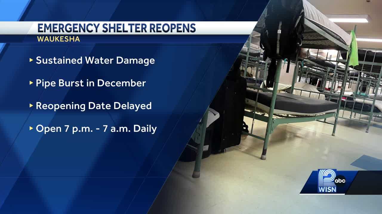 Waukesha County emergency overflow shelter reopens after burst pipe
