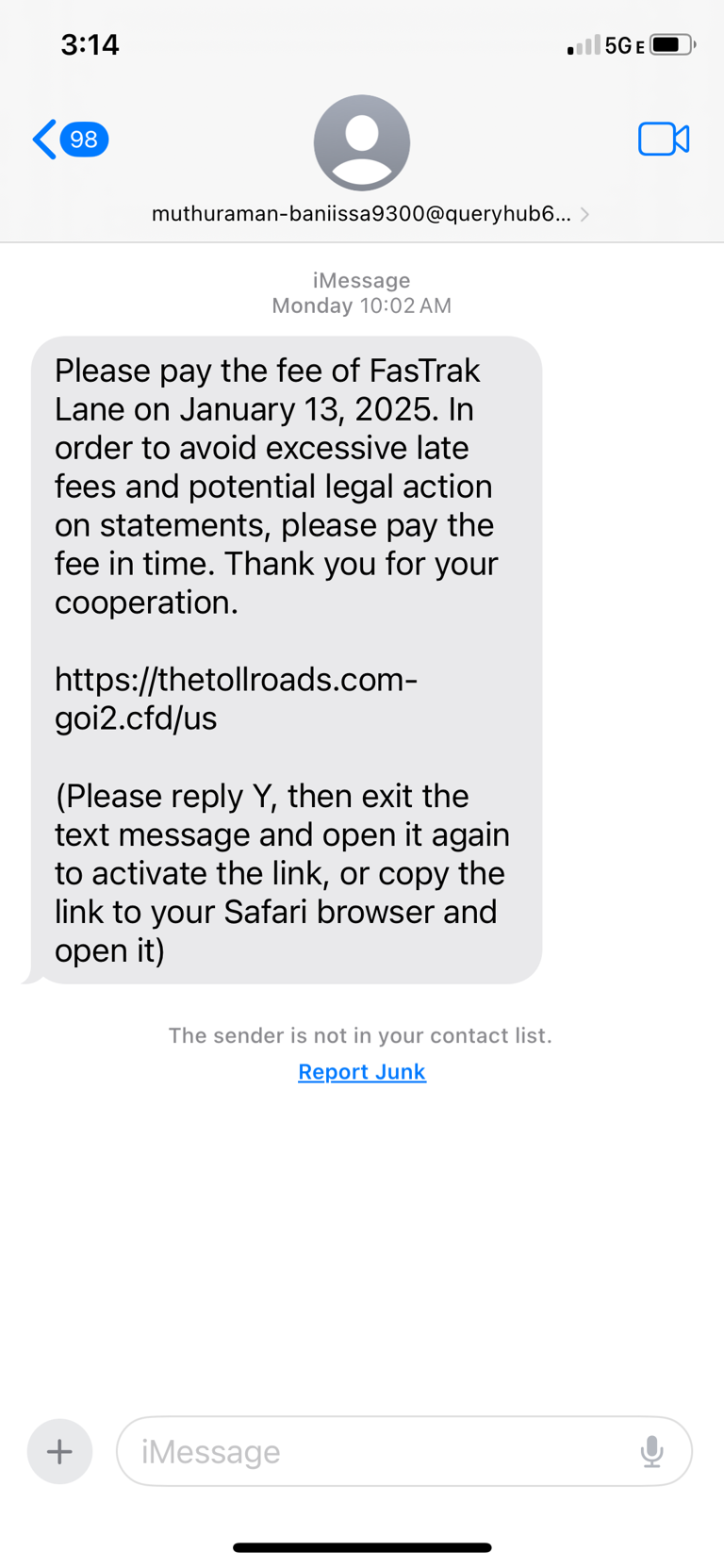 No, FasTrak did not send you a text to pay up. It’s a ‘smishing’ scam