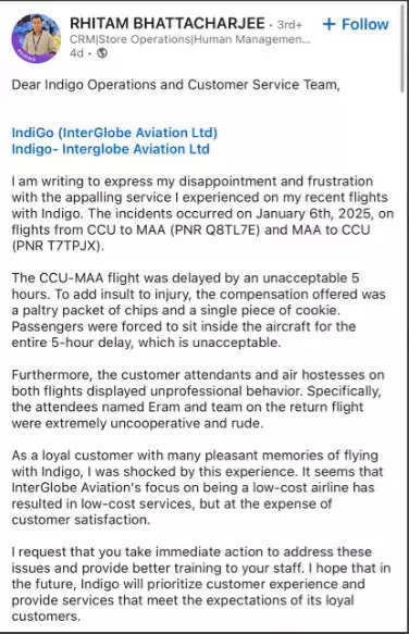 'Unprofessional behaviour': Passenger calls out IndiGo's handling of ... 'Unprofessional behaviour': Passenger calls out IndiGo's handling of ...