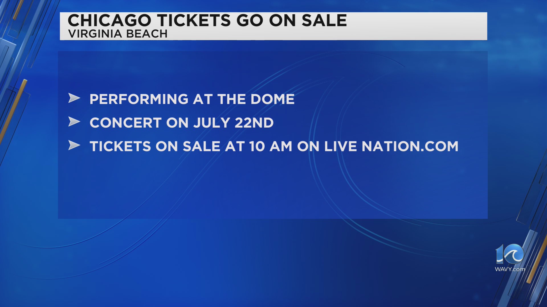 Chicago to come to VB's The Dome