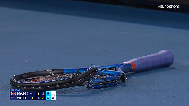 British No 1 Jack Draper DESTROYS his racquet in a rage at Australian ...