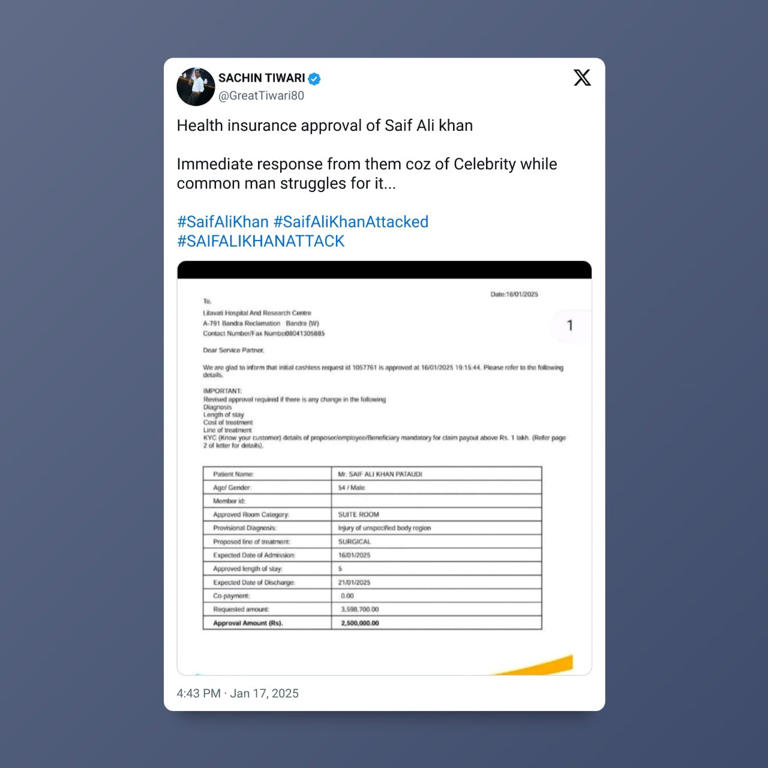 Saif Ali Khan's insurance claim document leaked on X. Here is what ...