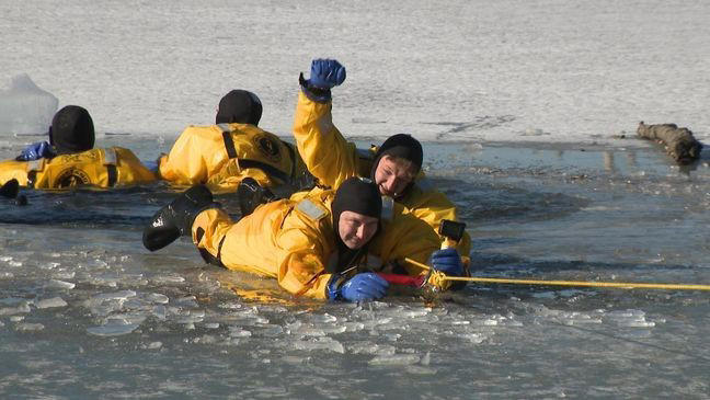 GALLERY: CRFD takes polar plunge to practice ice rescues
