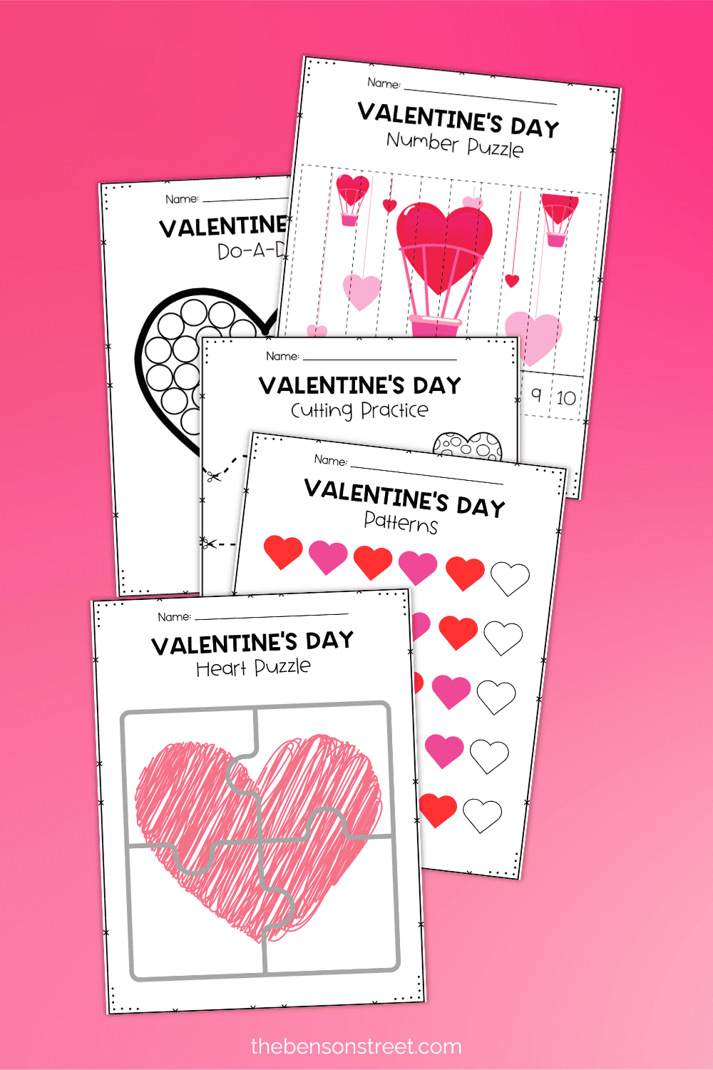 Free Printable Valentine Preschool Worksheets: 12 Different Activities