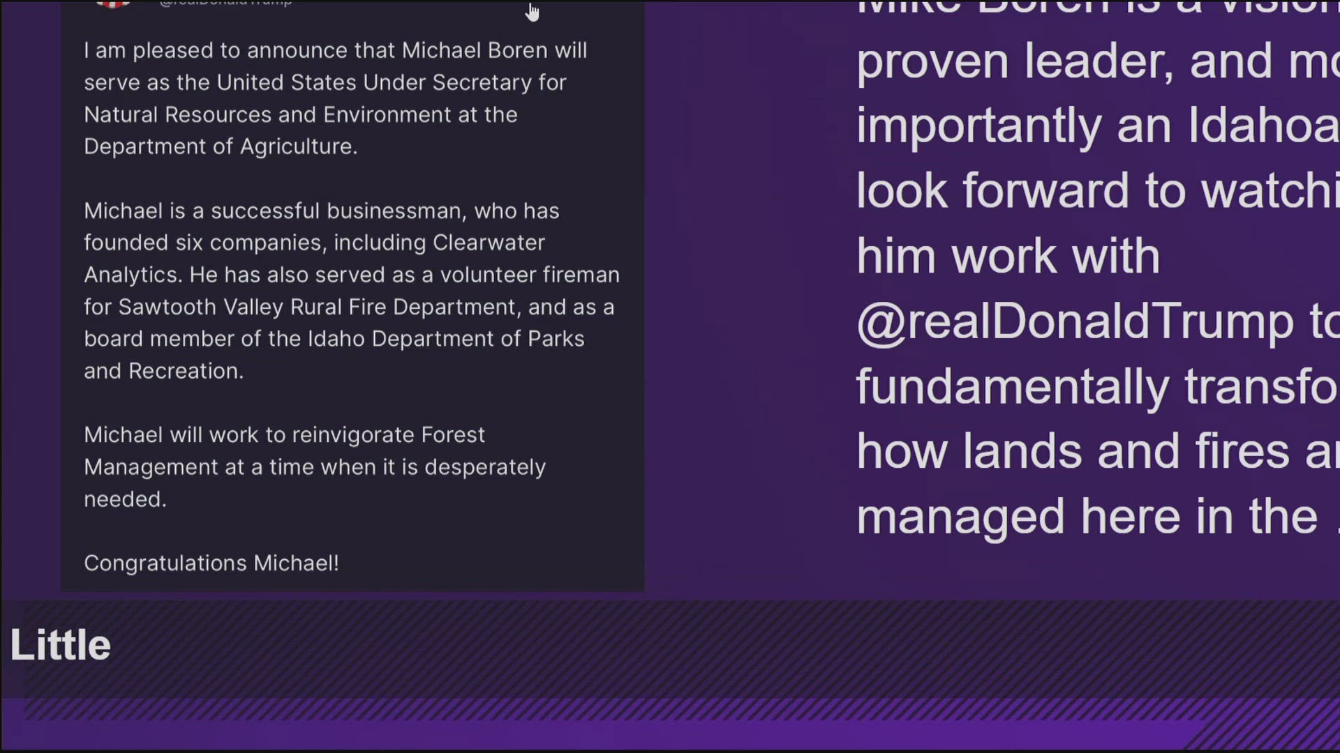 Governor Brad Little expresses support of Trump's appointment of ...