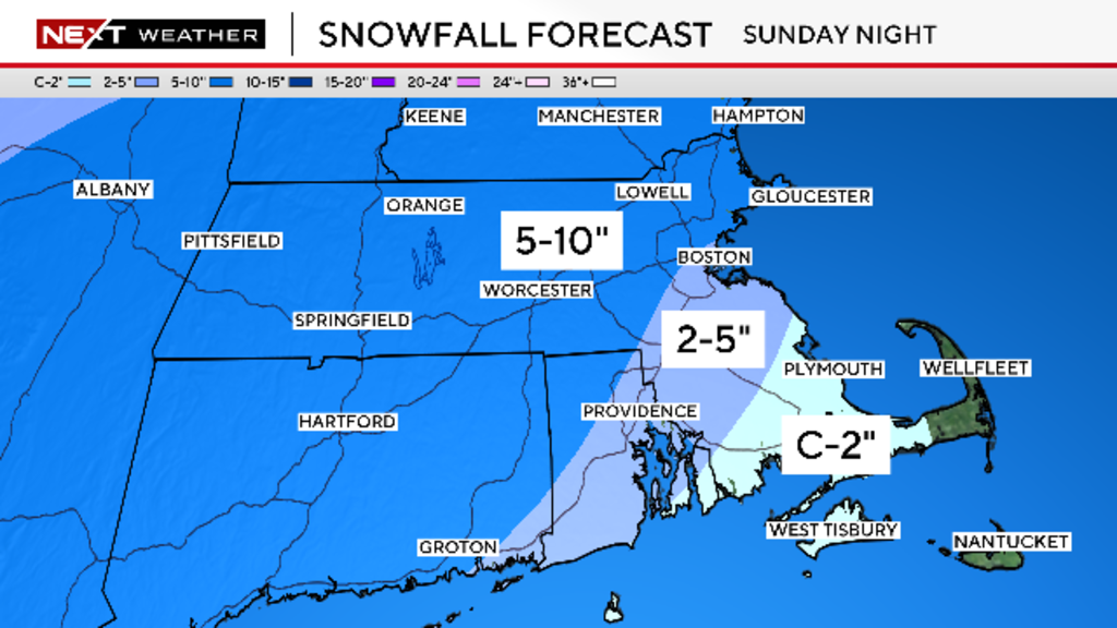 Maps show Boston snow forecast for Sunday night storm - may be ...