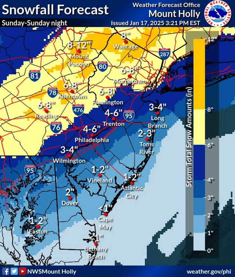 Up To 8 Inches Of Snow Expected Across NJ, PA: Here's This Weekend's ...