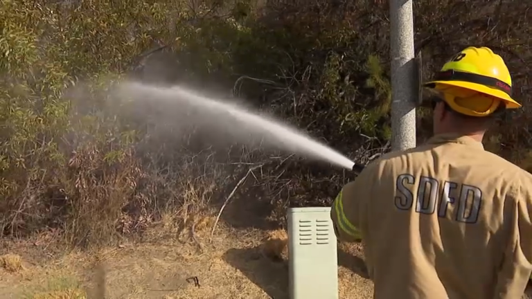 San Diego fire crews protect dry brush with fire pretreatment