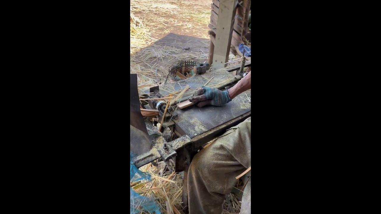 Watch how Thai locals make chopsticks at factory