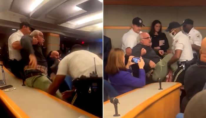 'He blocked ICJ orders..' Journalist forcefully dragged out for ... 'He blocked ICJ orders..' Journalist forcefully dragged out for ...