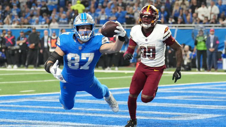 Sam LaPorta one-handed TD catch: Lions TE's incredible grab ignites ...