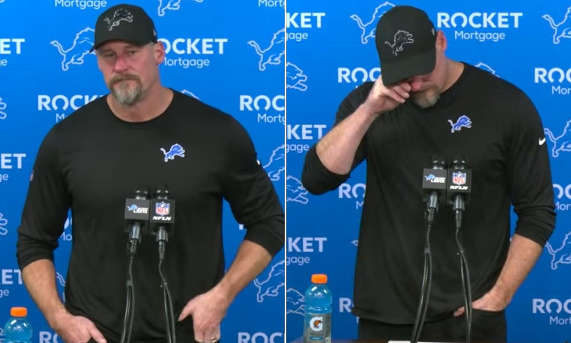 Detroit Lions coach Dan Campbell fights back tears after shock NFL ...