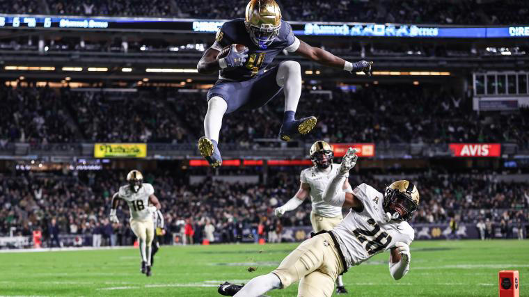 Jeremiyah Love hurdle skills: Notre Dame's star running back is making a habit of hopping over ...
