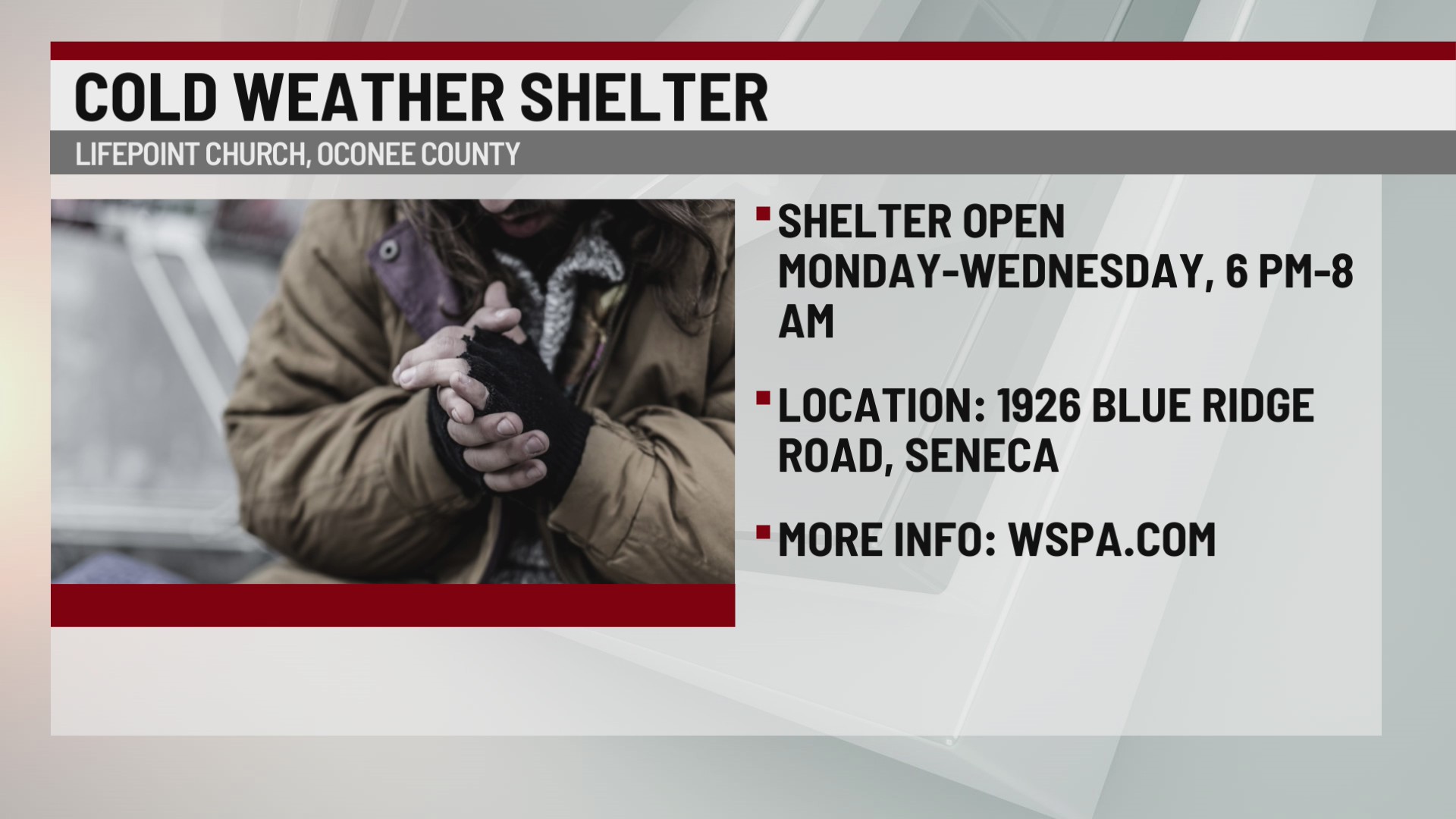 Cold weather shelter to open in Oconee Co.