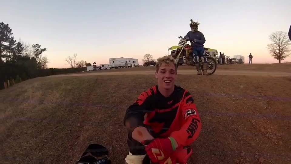 Dirt Biker Nosedives Off Dirt Ramp