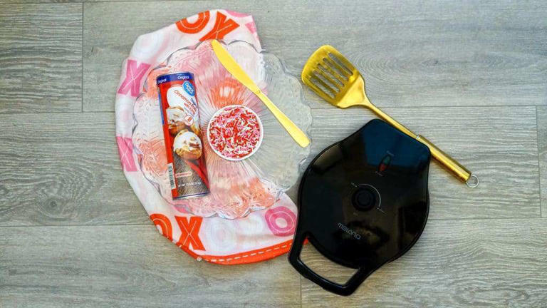 Sweet cinnamon roll waffles for Valentine’s Day