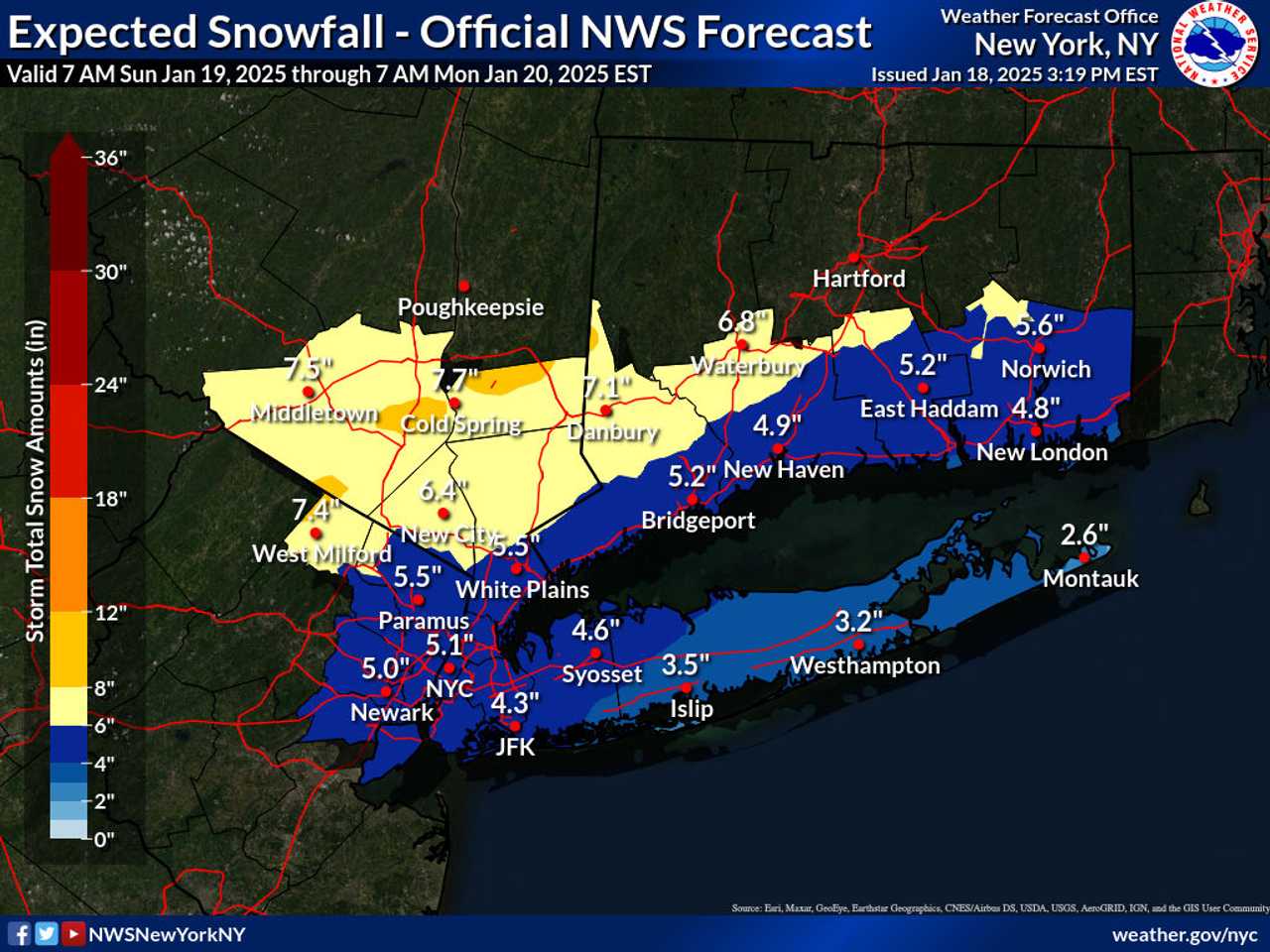 Brand-New Nor'easter Snowfall Map: Here's What To Expect Where