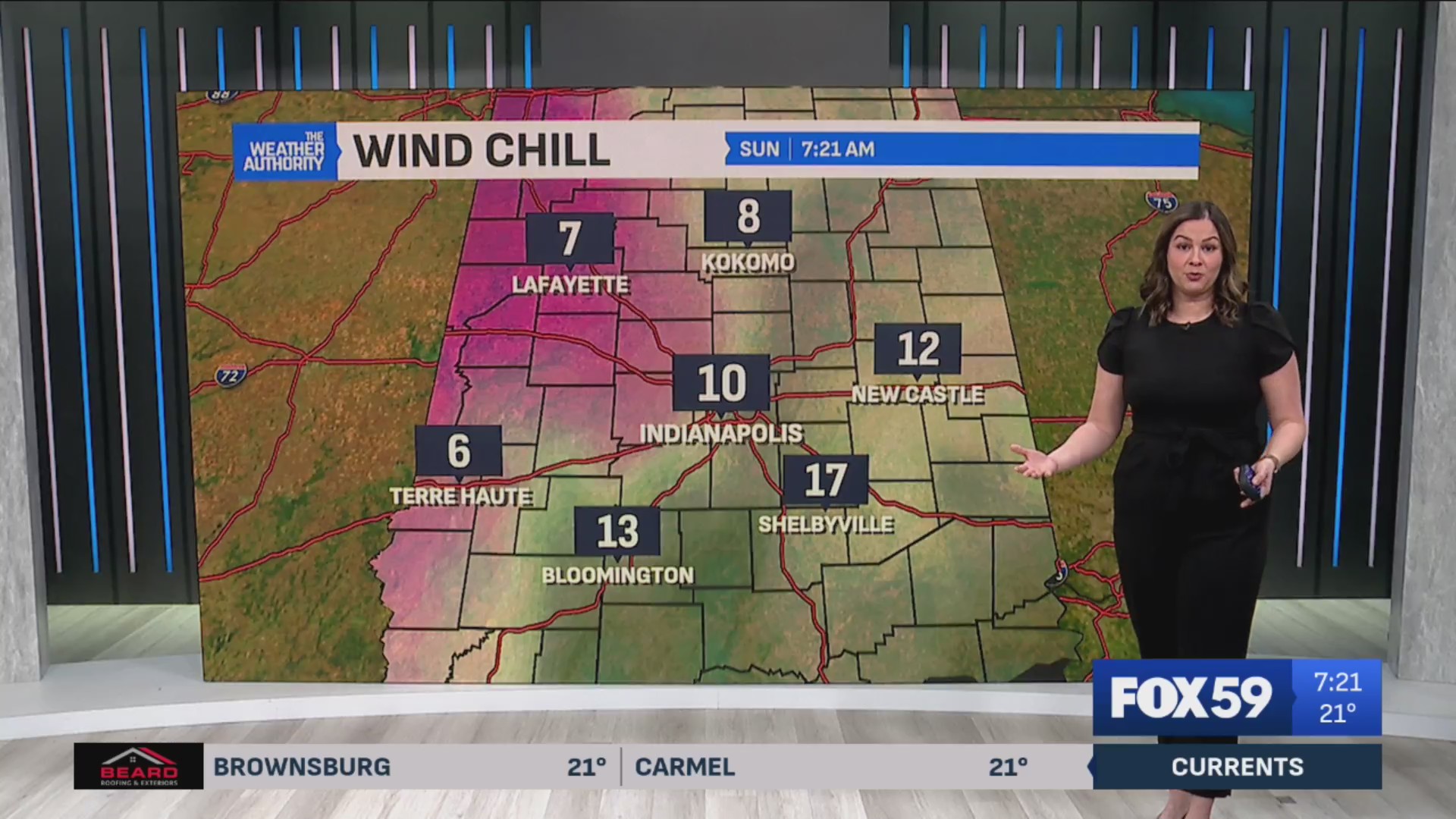 Passing flurries Sunday as arctic air flows into central Indiana