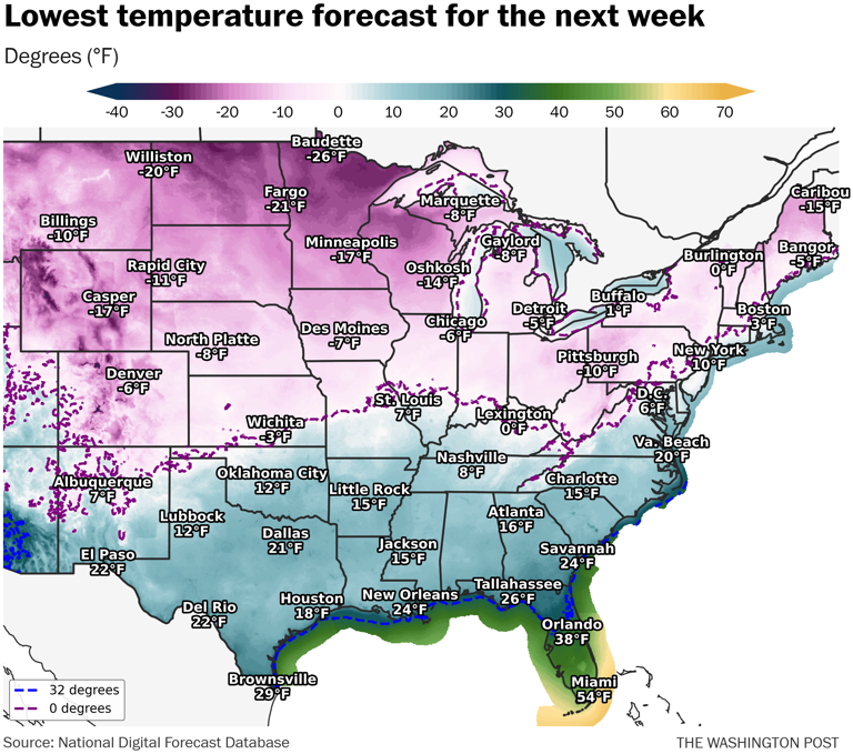 4 maps show where cold in U.S. will be most dangerous in coming days