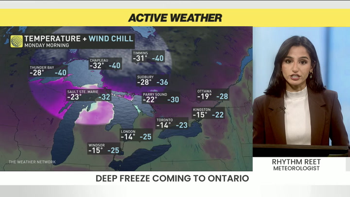 Frigid air arrives in Ontario with lake-effect snow