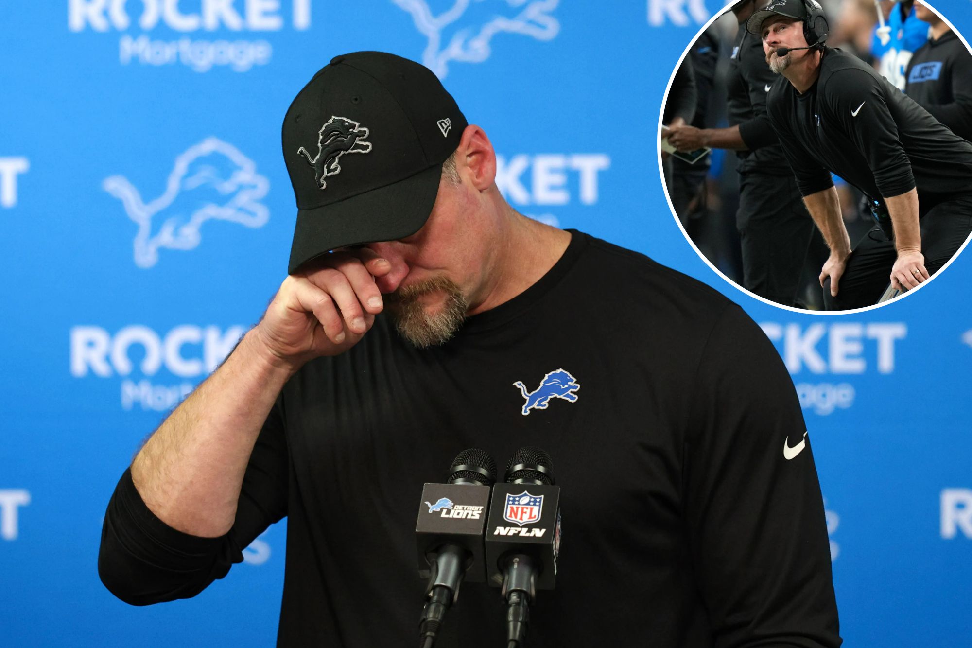 Dan Campbell tears up in emotional press conference after Lions ...