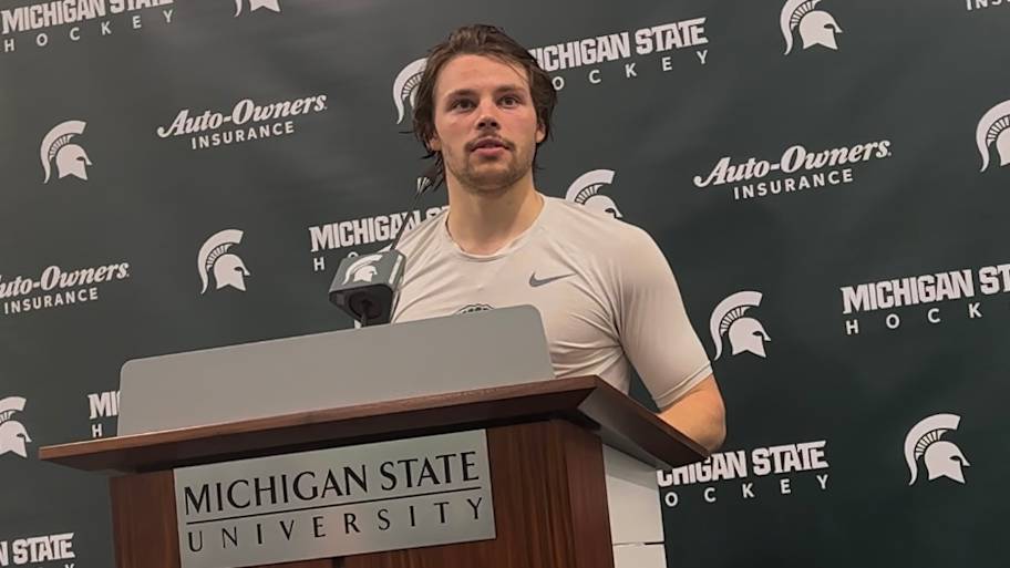 WATCH: Michigan State Hockey F Isaac Howard Speaks After Win Over Michigan