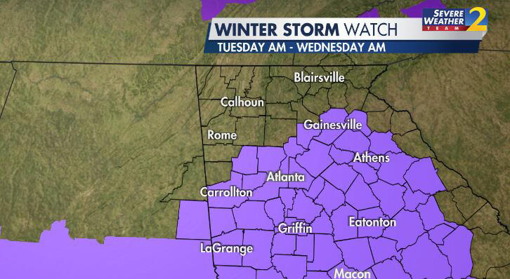 Winter Storm Watch: What we know so far about snow for metro Atlanta on ...