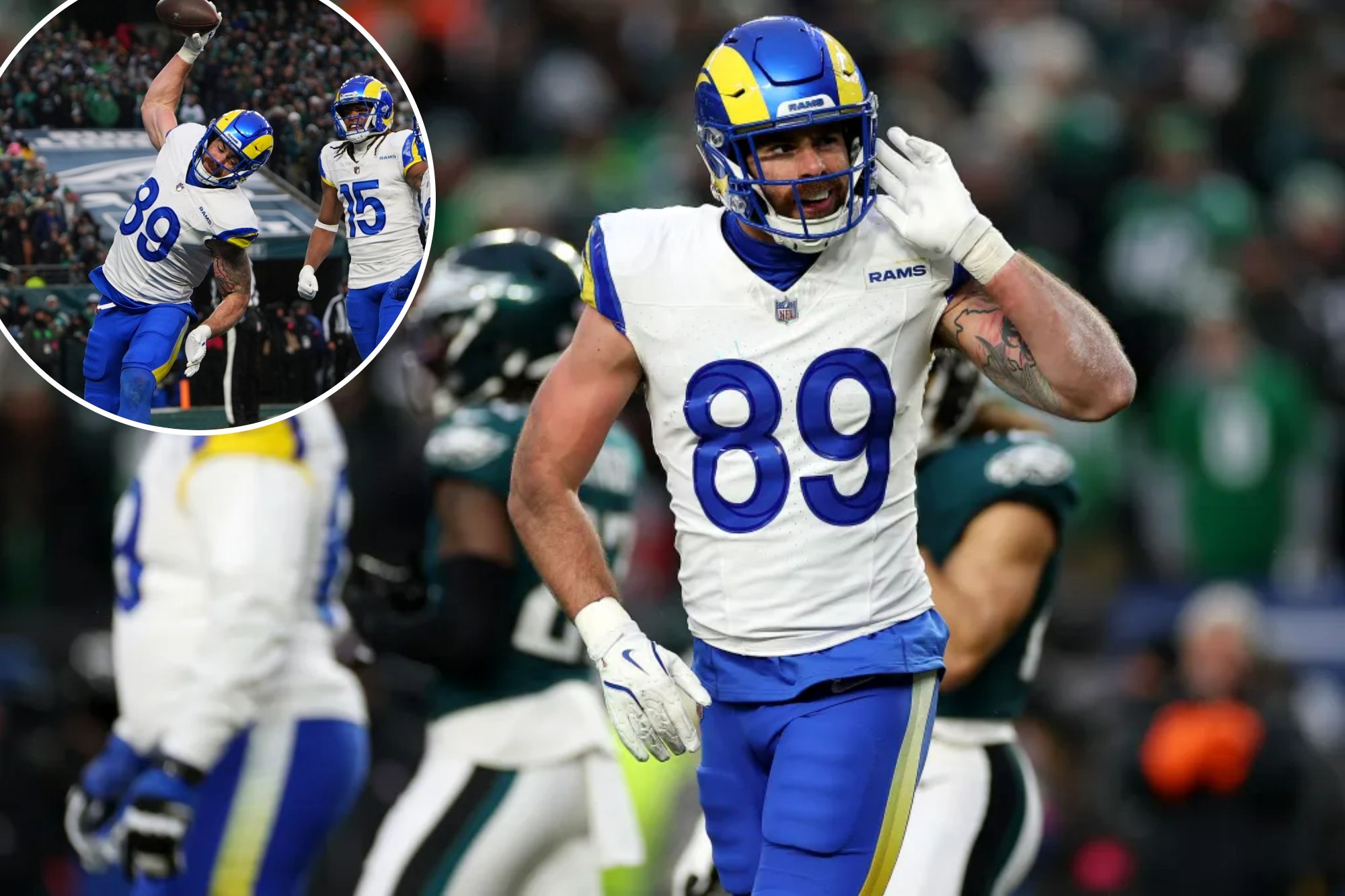 Rams’ Tyler Higbee catches playoff touchdown versus Eagles six days ...