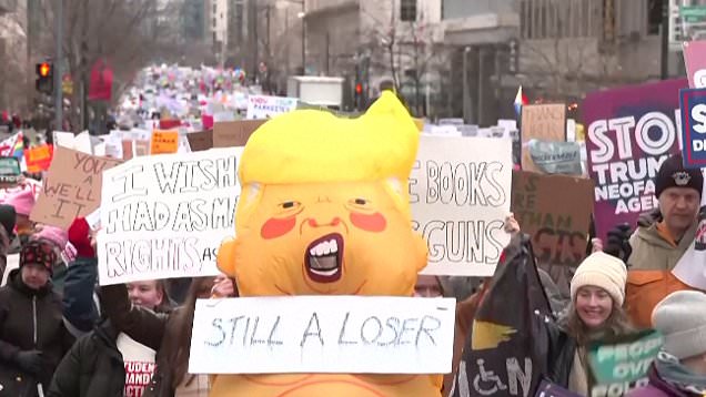 Thousands protest in DC ahead of Trump inauguration