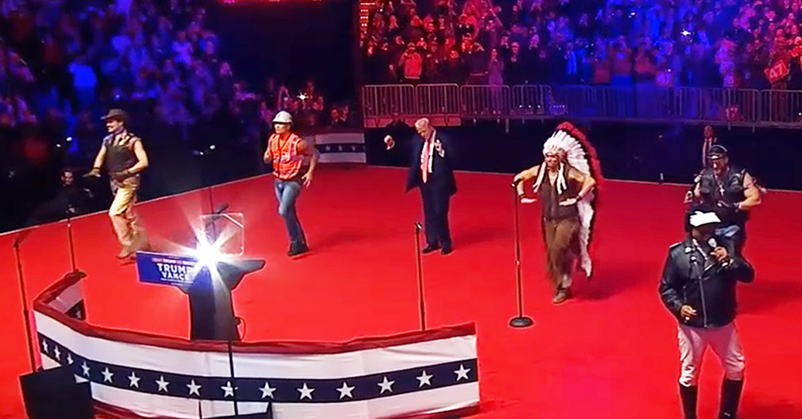 WATCH: Trump Dances With The Village People to Y.M.C.A. Live On Stage ...