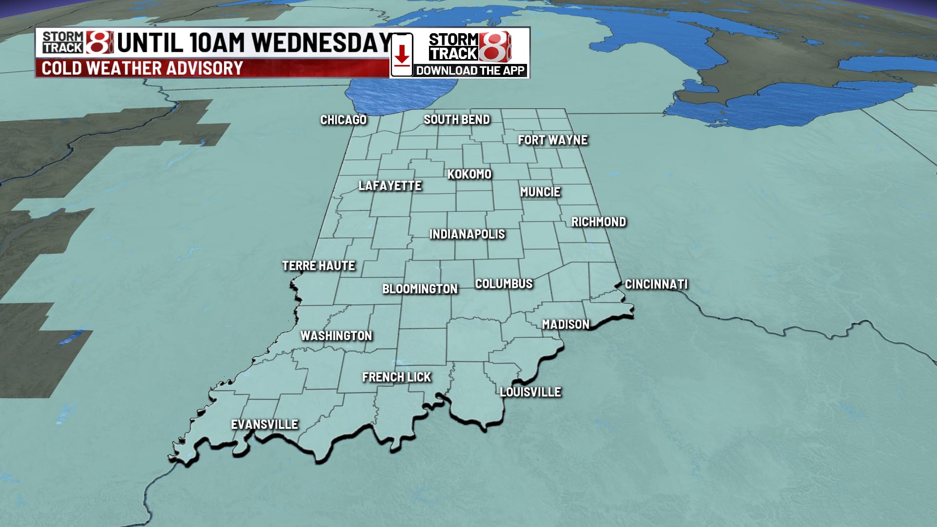 Sub-zero wind chills settle over central Indiana