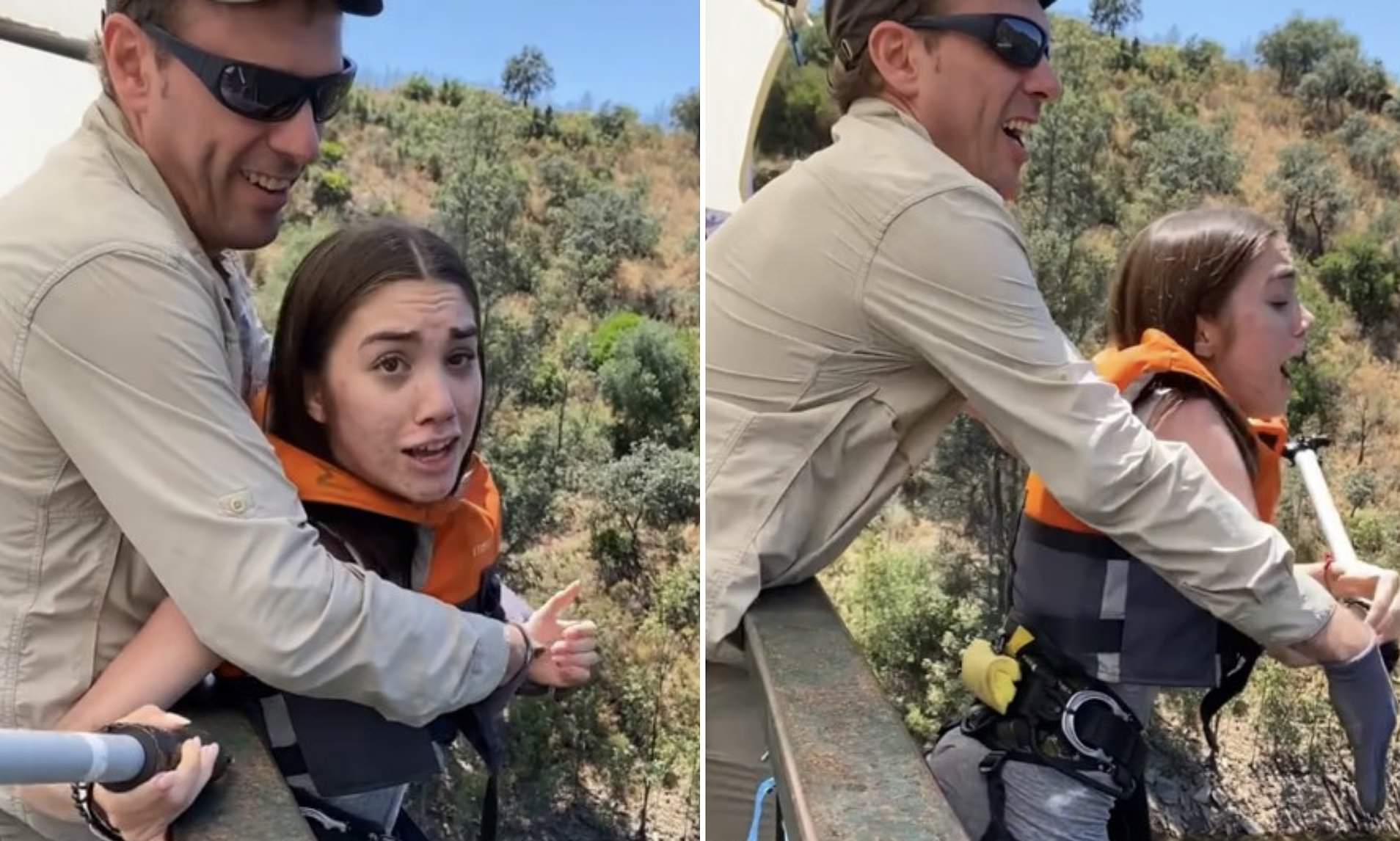 Woman 'pushed' off bridge by bungee jump instructor despite screaming