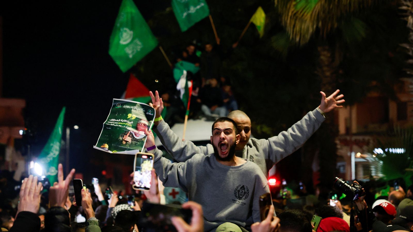 The release of prisoners sparked scenes of joy in the West Bank ...
