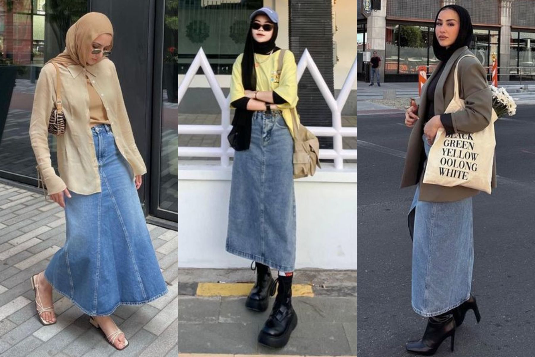 Inspirasi Fashion Hijab Pakai Rok Jeans yang Sedang Tren, Cobain