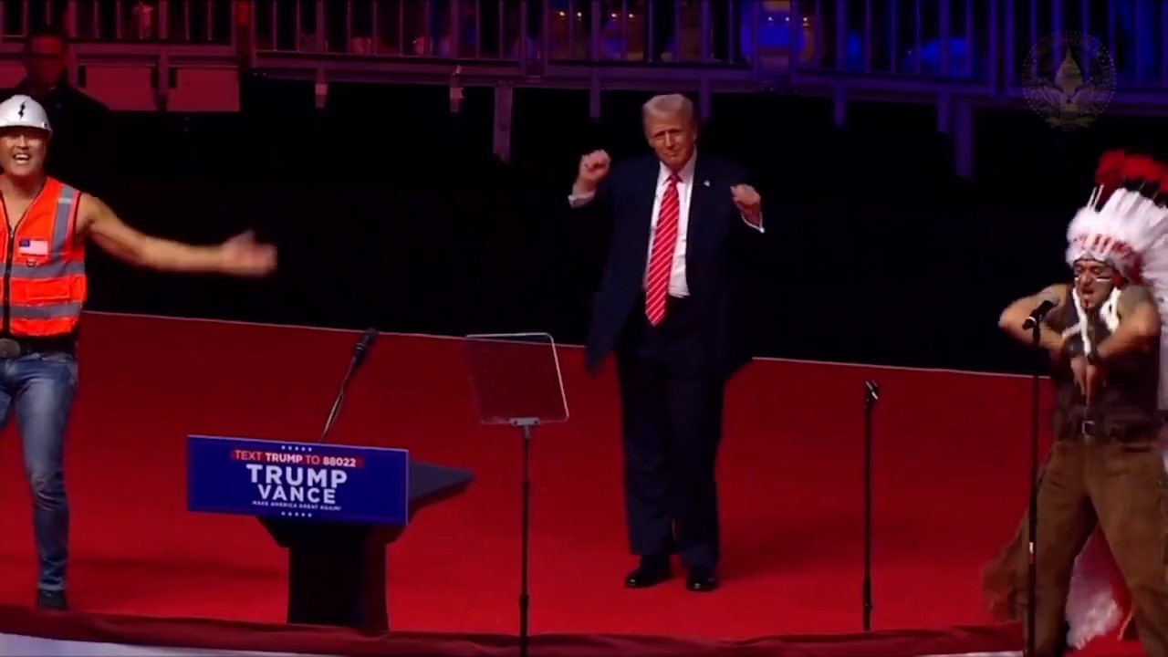 Donald Trump Dances While Village People Perform YMCA At Rally