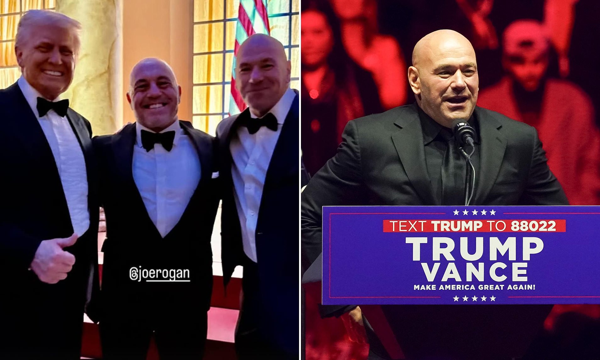 Donald Trump is all smiles with UFC's Dana White and Joe Rogan at black ...