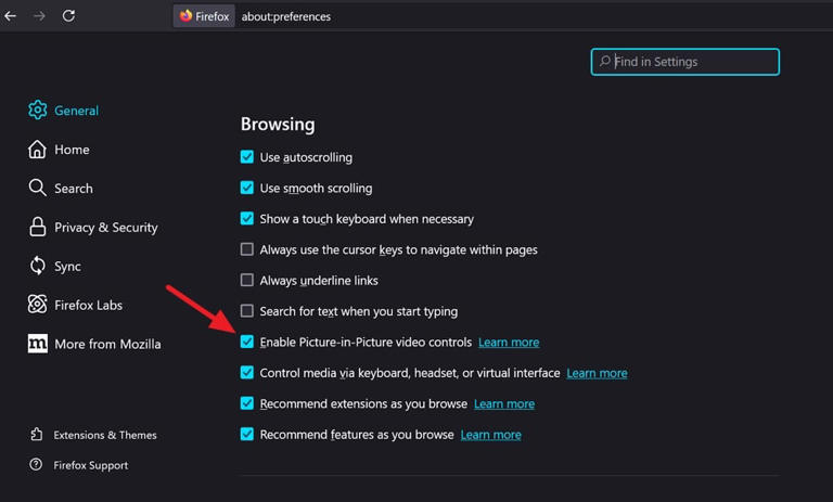 How to Enable or Disable Picture-in-Picture in Firefox