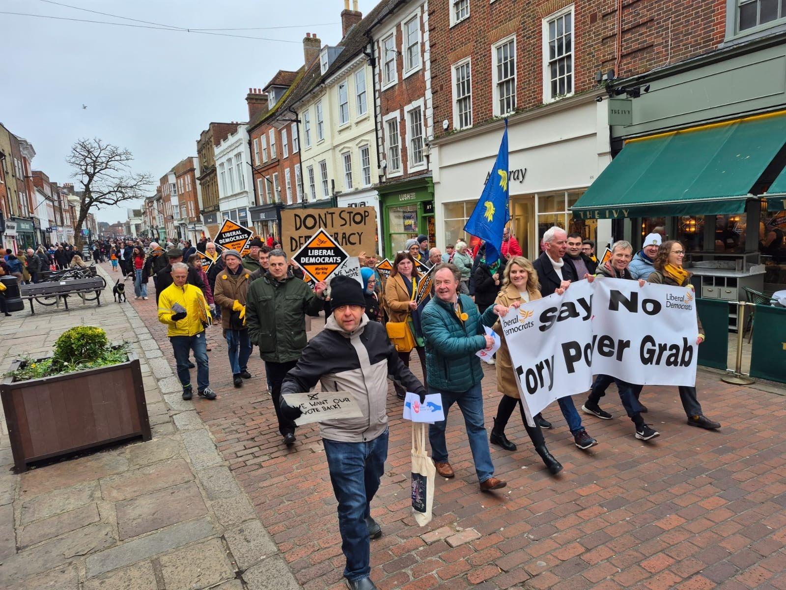 Liberal Democrats march for West Sussex’s right to vote in May