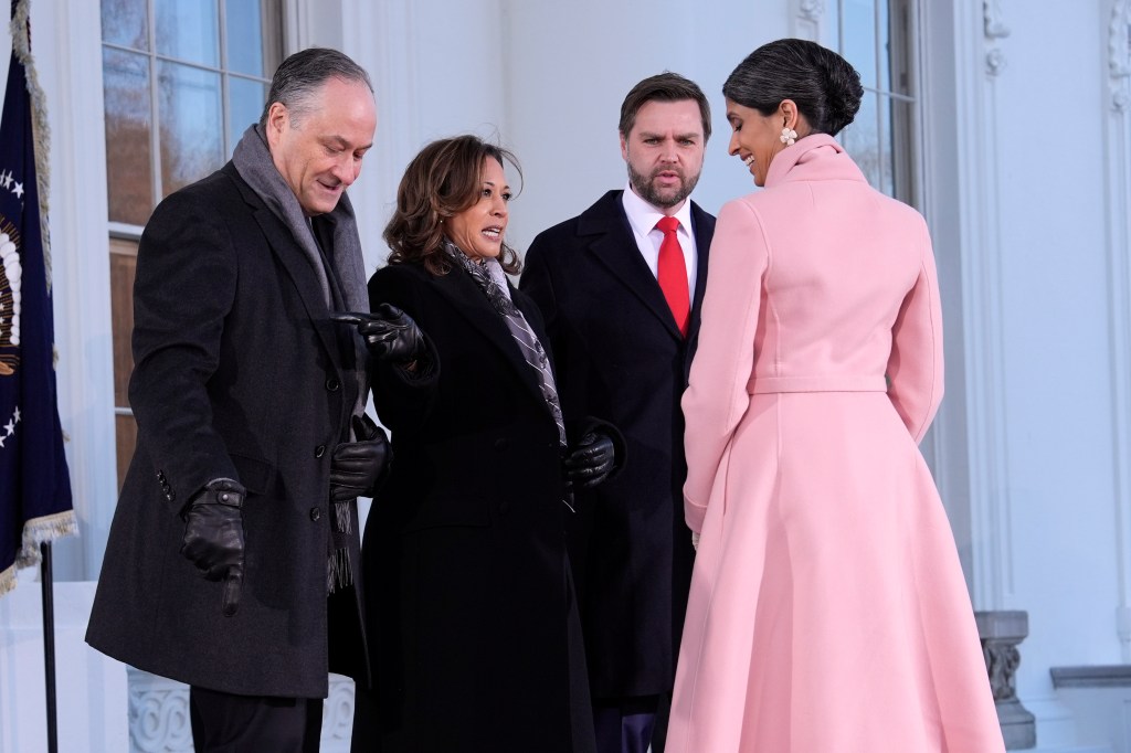 Kamala Harris wears tailored black coat while JD Vance’s wife, Usha ...