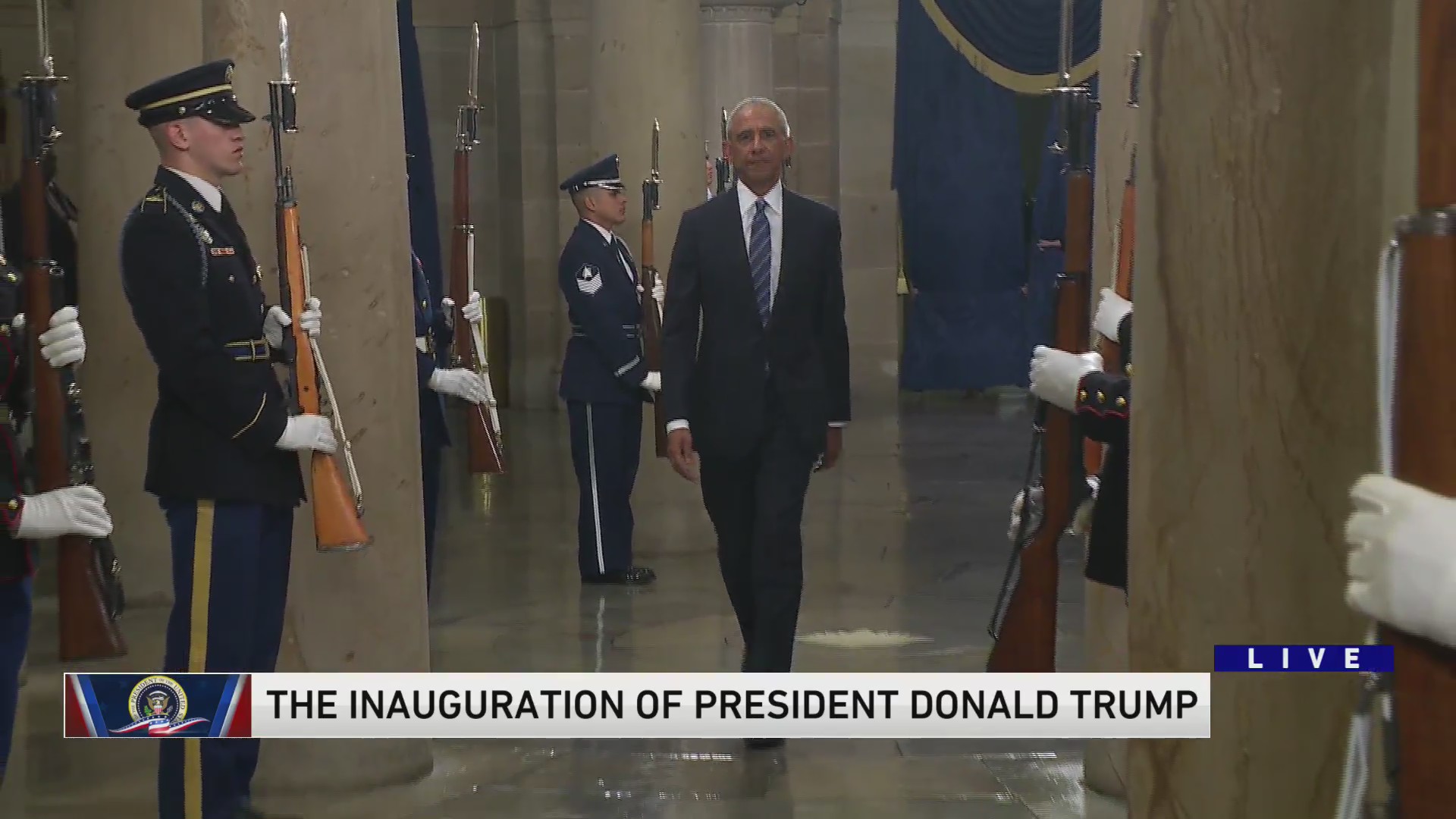 Former presidents walk into rotunda for inauguration