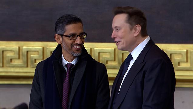 Elon Musk speaks with Google CEO at inauguration of Trump