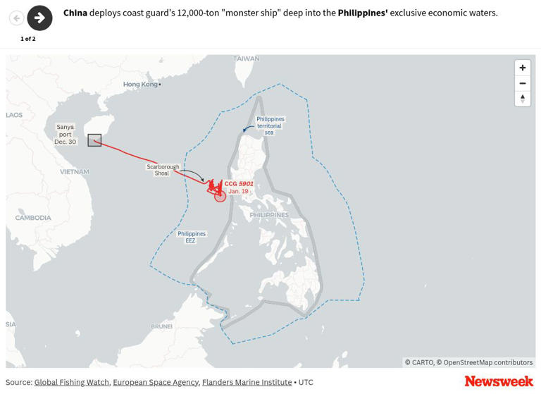 Satellite Photo Captures US Ally's Standoff With China's 'Monster Ship'