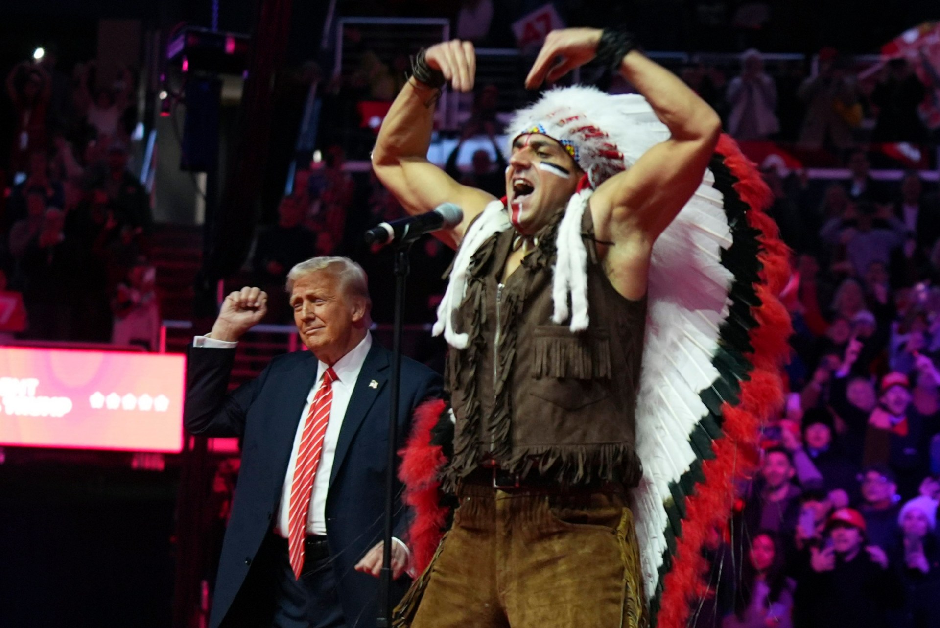 Donald Trump shows off his dance moves with the Village People during YMCA