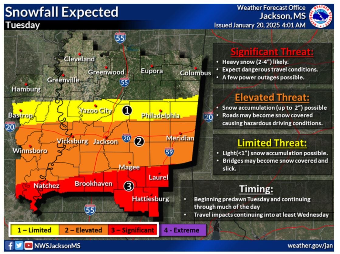 MLK Day forecast: How much snow will Jackson get? What is the forecast ...